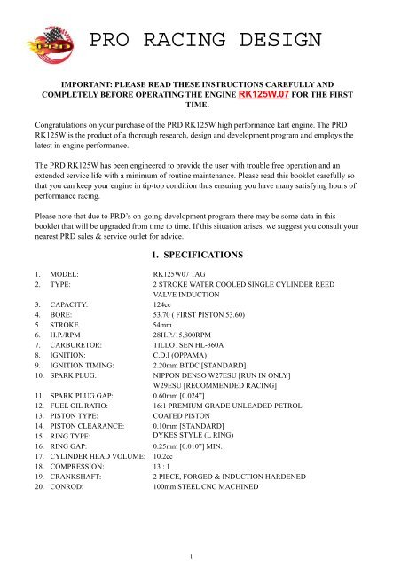 PRO RACING DESIGN - prd engine