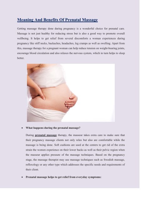 Meaning And Benefits Of Prenatal Massage Meaning And Benefits Of Prenatal Massage
