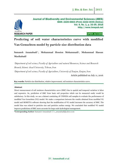 Predicting of soil water characteristics curve with modified Van Genuchten model by particle ...