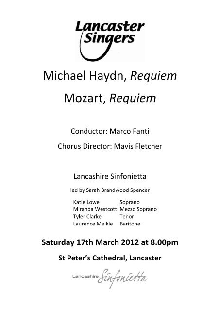 Michael Haydn, Requiem Mozart, Requiem - Lancaster Singers
