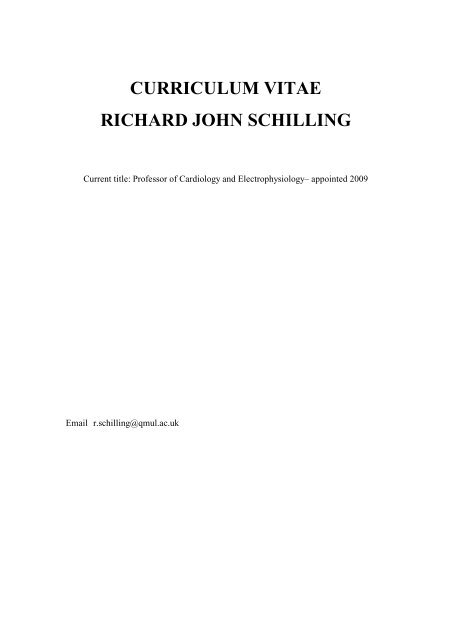 curriculum vitae richard john schilling - AF Centre