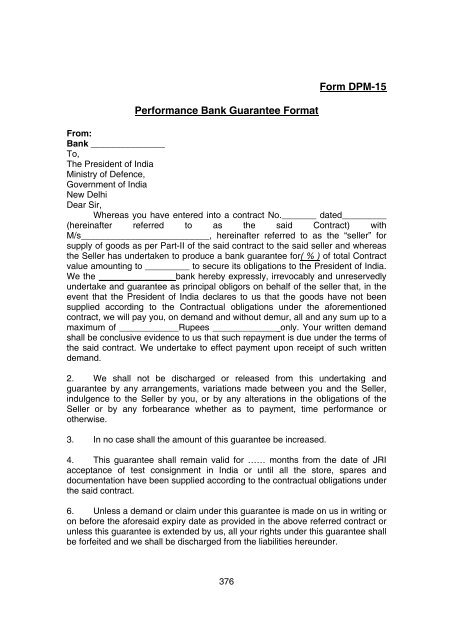 Form DPM-15 Performance B