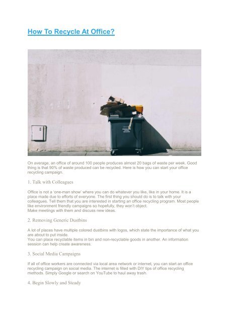 How To Recycle At Office?