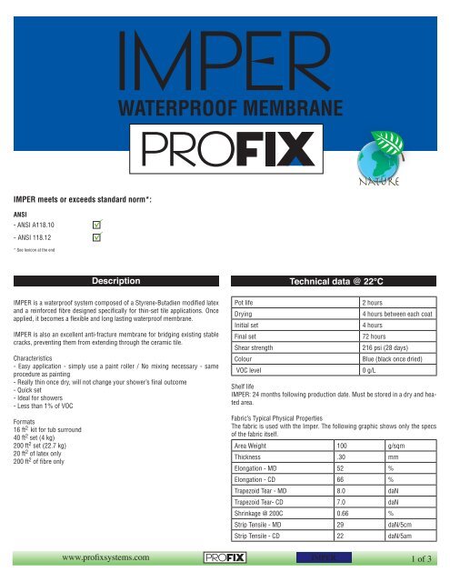 WATERPROOF MEMBRANE - Profix