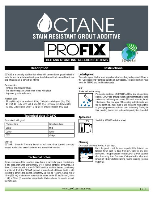 STAIN RESISTANT GROUT ADDITIVE - Profix