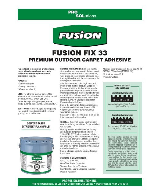 FUSION FIX 33 - Prosol Distribution inc.