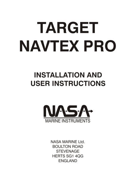 target navtex pro installation and user instructions - NASA Marine