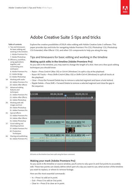 CS5 Tips and Tricks Whitepaper - Adobe