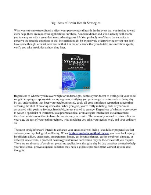 Big Ideas of Brain Health Strategies