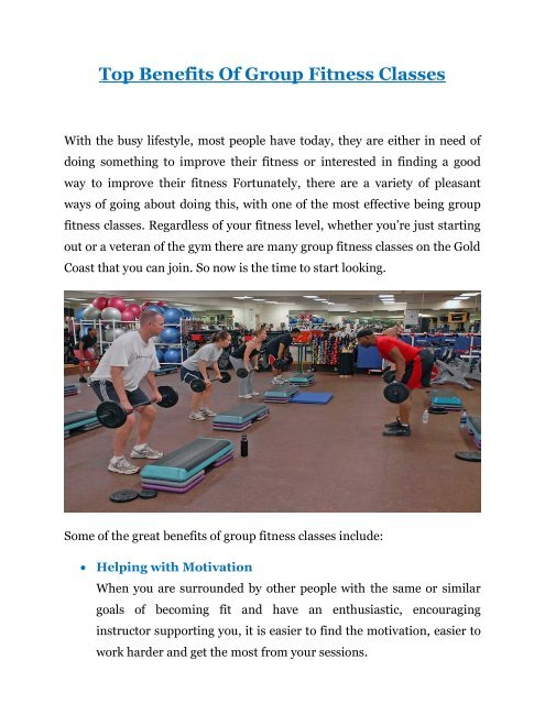Top Benefits Of Group Fitness Classes