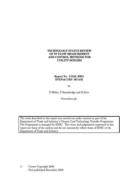 Technology status review of PF flow measurement and - Dius.gov.uk