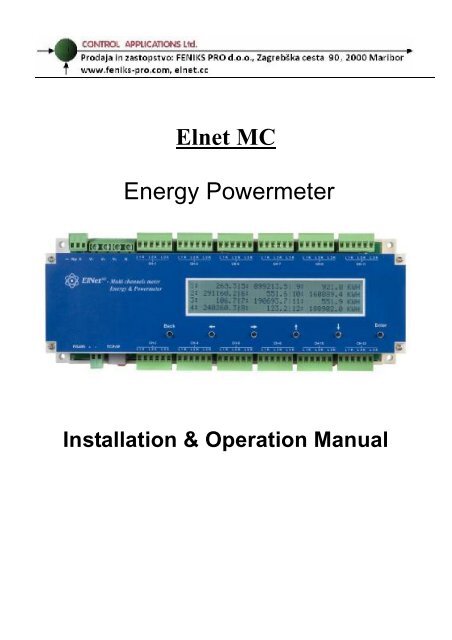 Elnet MC - User Manual - Elnet best Power and energy quality meters