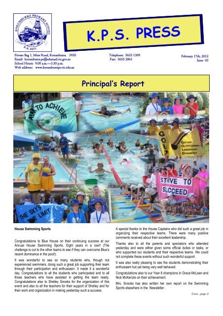 Principal's Report - Korumburra Primary School