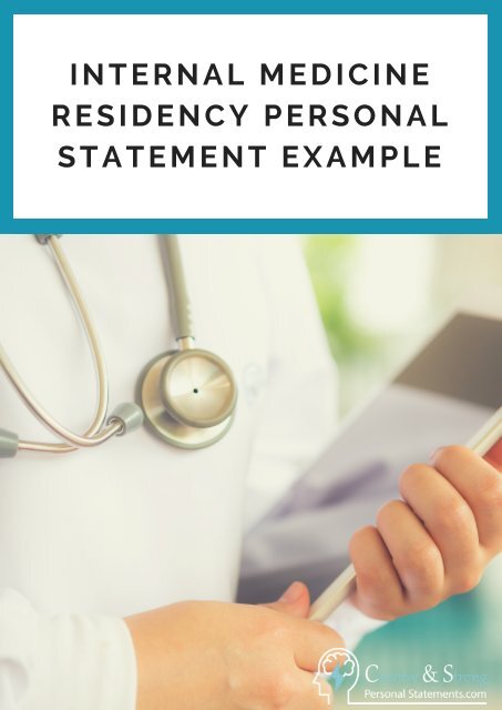 Internal Medicine Residency Personal Statement Examples