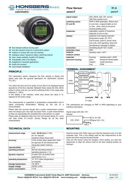 Flow Sensor 51.2. omni-F - Honsberg
