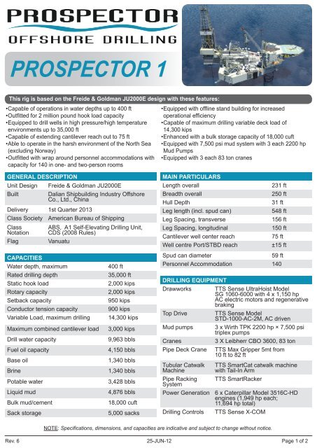 PROSPECTOR 1 - Prospector Offshore Drilling SA