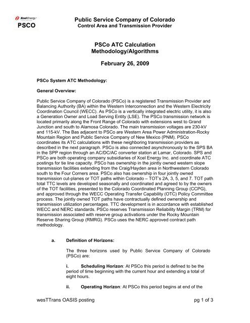 Public Service Company of Colorado (PSCo) - RMA OASIS Home ...