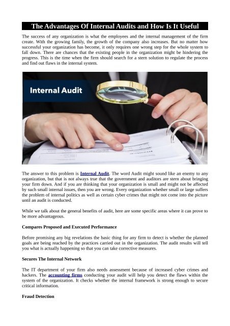 The Advantages Of Internal Audits and How Is It Useful