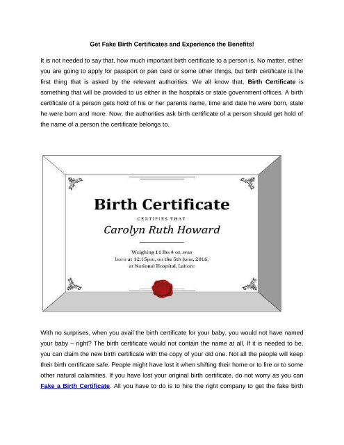 Get Fake Birth Certificates and Experience the Benefits!