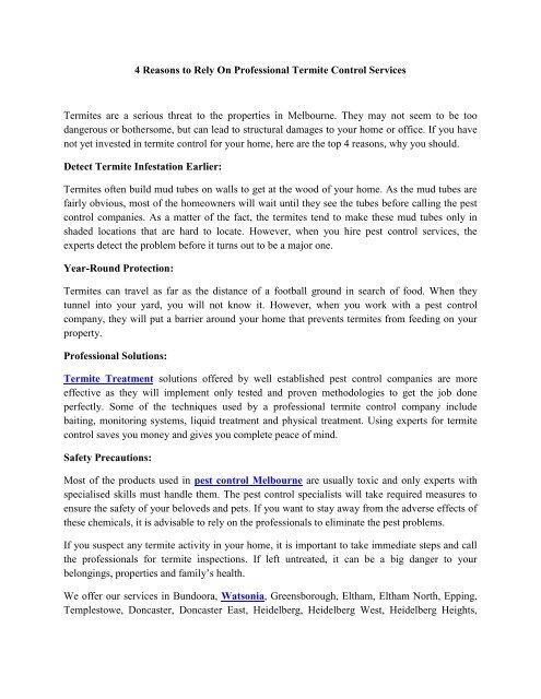 4 Reasons to Rely On Professional Termite Control Services