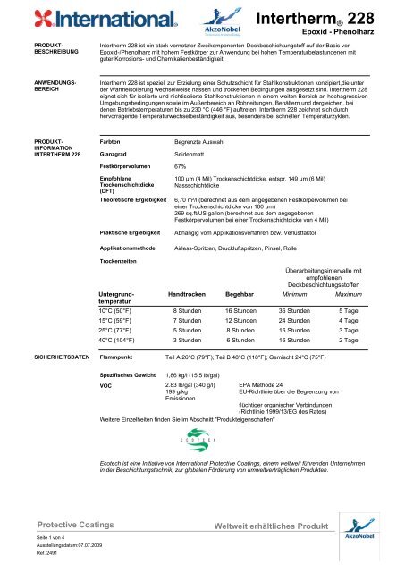 Intertherm® 228 - H & S Beschichtungssysteme