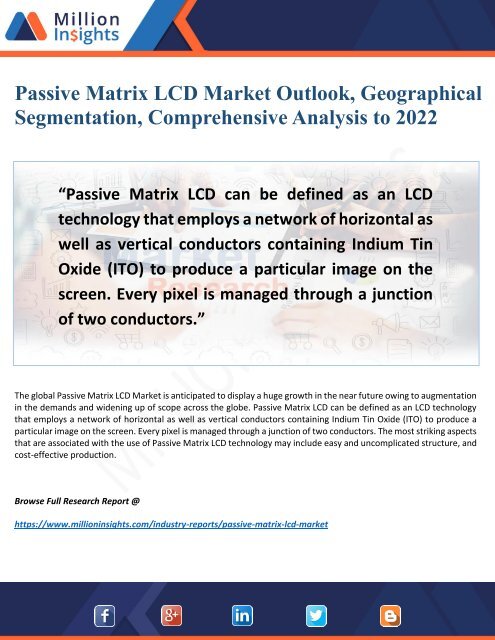 Passive Matrix LCD Market Research Key Players, Industry Overview ...