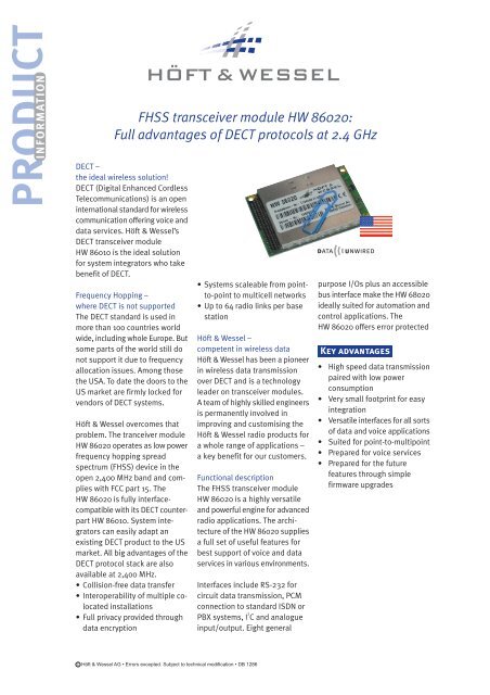 FHSS transceiver module HW 86020 - Hy-Line
