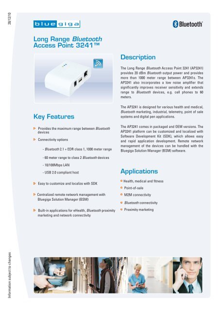 Long Range Bluetooth Access Point 3241â ¢ Key Features ... - Hy-Line