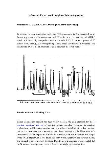 Influencing Factors and Principles of Edman Sequencing