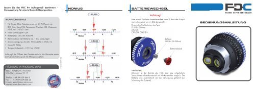 BEDIENUNGSANLEITUNG NONIUS ... - Gecko-Cam