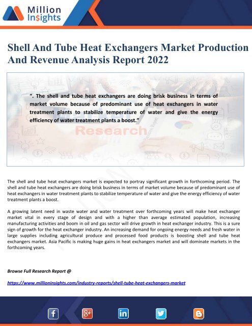 Shell And Tube Heat Exchangers Market Production And Revenue Analysis ...
