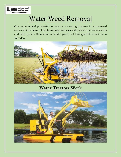 Water Weed Removal - Weedoo Boats