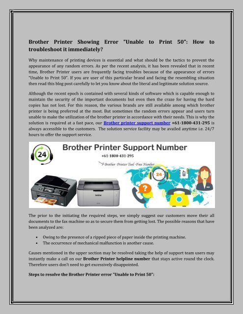 Brother Printer Showing Error "Unable to Print 50": How to troubleshoot ...