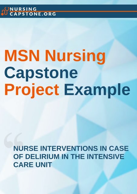 Nursing Capstone Project Examples