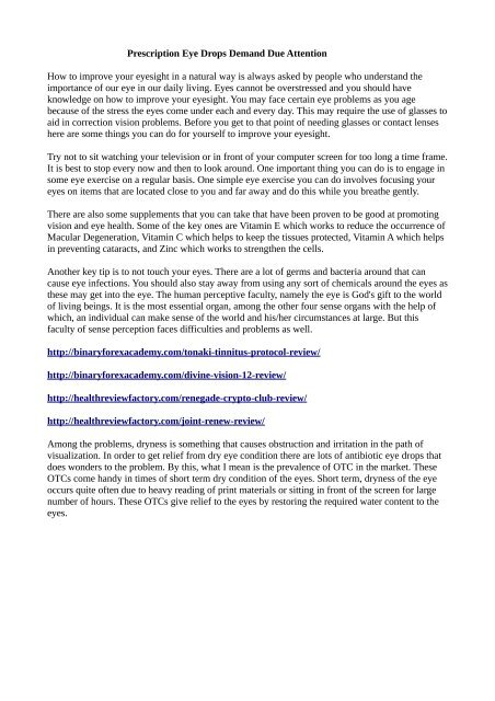 Prescription Eye Drops Demand Due Attention