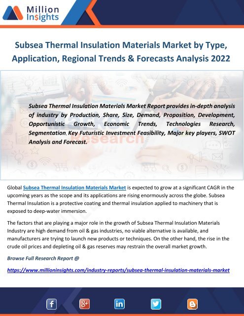Subsea Thermal Insulation Materials Market by Type, Application ...