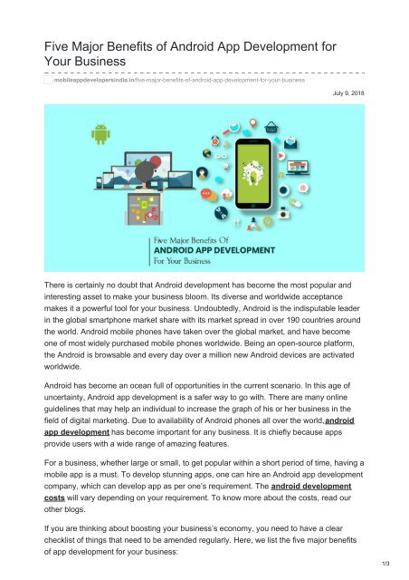 Five Major Benefits of Android App Development for Your Business