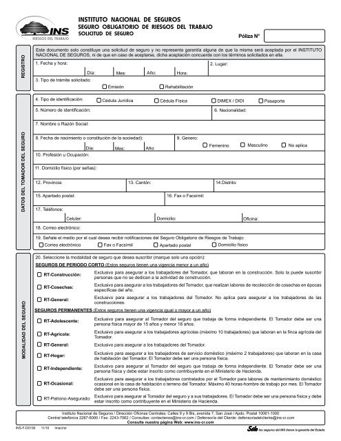 D0190 Solicitud de póliza Seguro de Riesgos del Trabajo Editable Para ...
