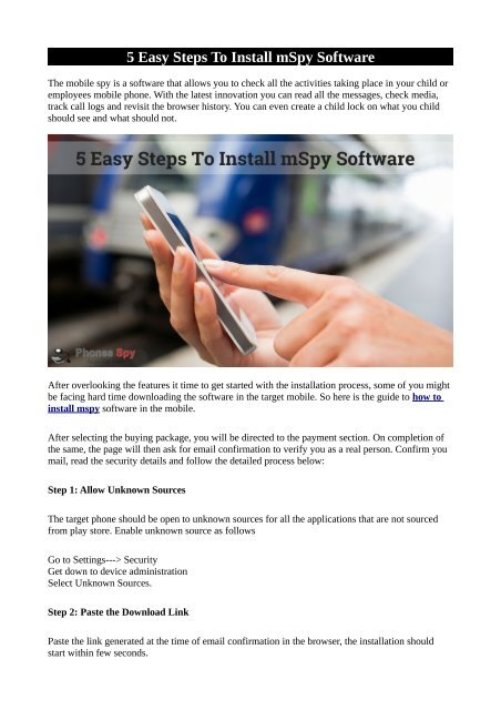 5 Easy Steps To Install mSpy Software