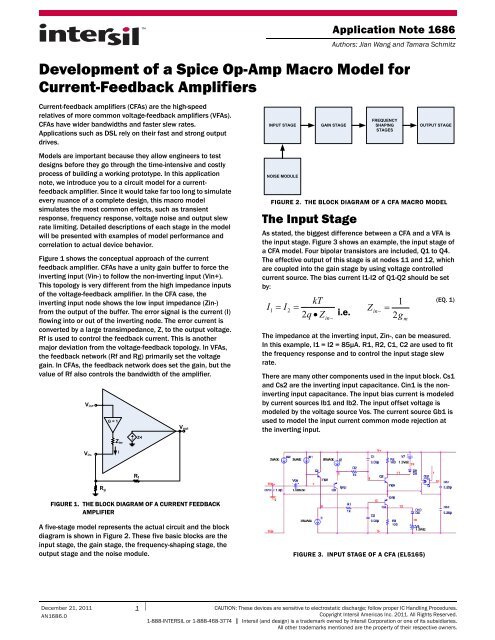 Development of a Spice Op-Amp Macro Model for Current ... - Intersil
