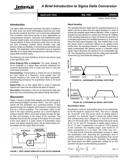 A Brief Introduction to Sigma Delta Conversion - Intersil