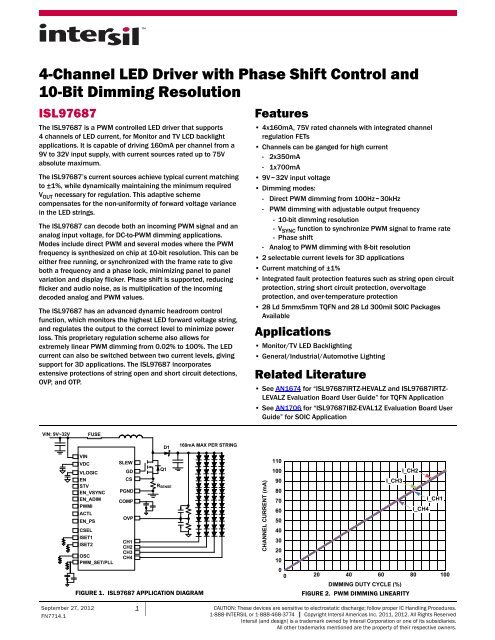 4-Channel LED Driver with Phase Shift Control and 10-Bit ... - Intersil