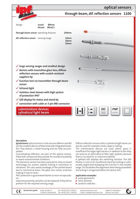 optical sensors - IPF Electronic GmbH