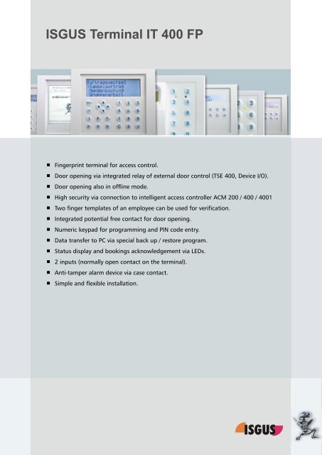 Technical Data IT 400 FP - isgus