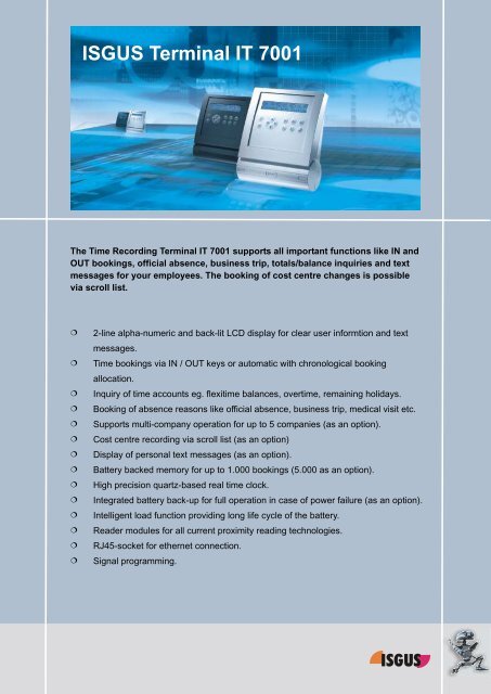 Technical Data Terminal IT 7001 - isgus