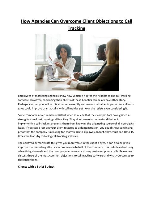 How Agencies Can Overcome Client Objections to Call Tracking
