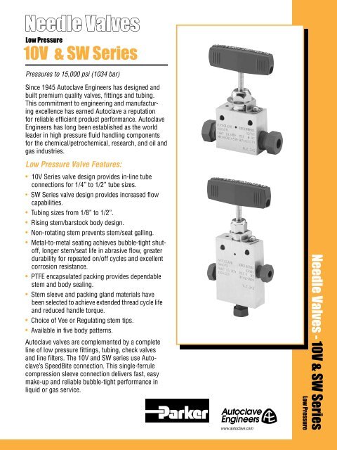 Low Pressure Valves - Autoclave Engineers
