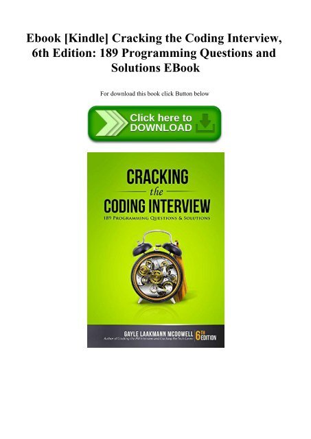 Ebook Kindle Cracking The Coding Interview 6th Edition 189 Programming Questions And Solutions
