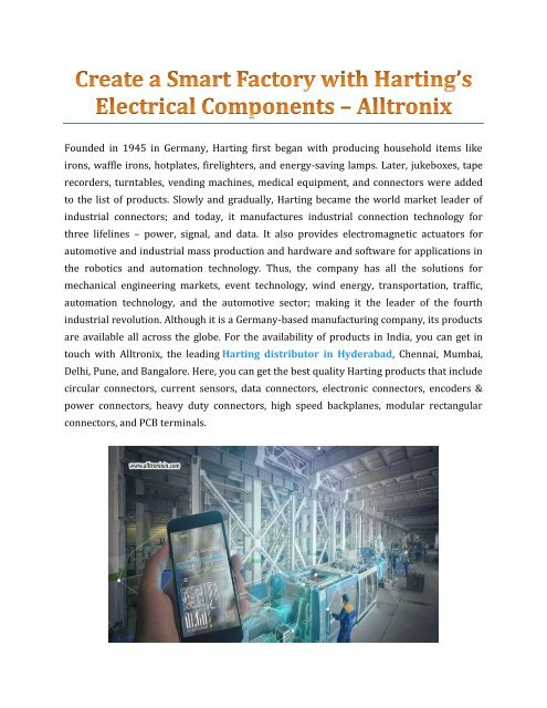 Create A Smart Factory With Hartings Electrical Components