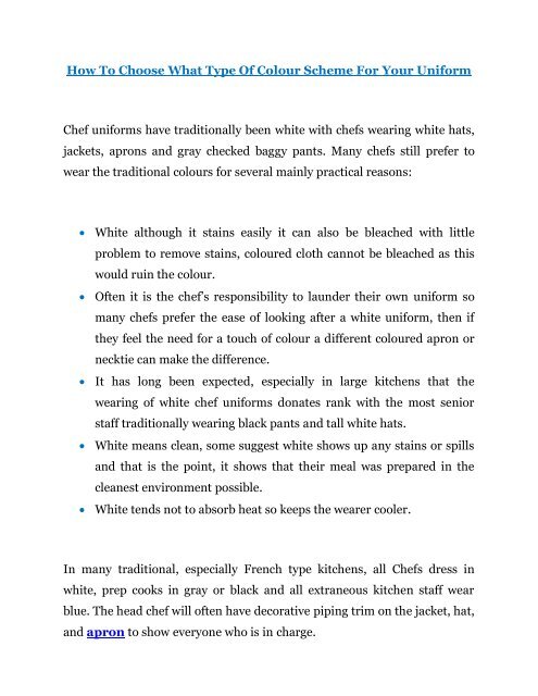 How To Choose What Type Of Colour Scheme For Your Uniform